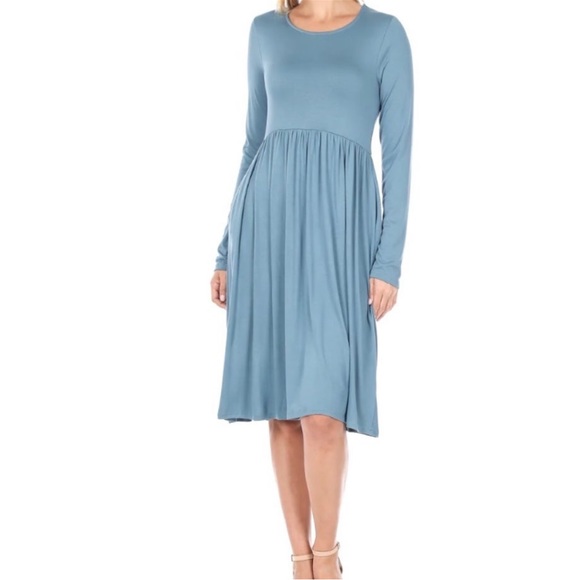 Zenana Outfitters | Dresses | Zenana Premiumshirring Waist Long Sleeve ...